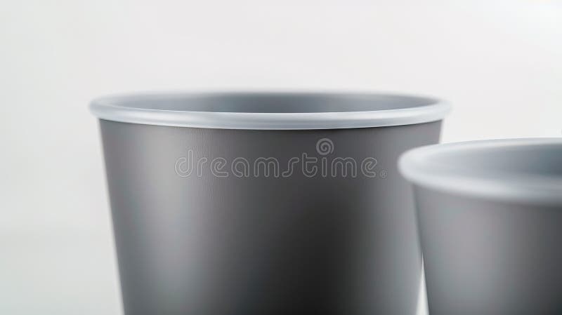 Two Grey Cups with Lids on a White Surface Stock Photo - Image of ...