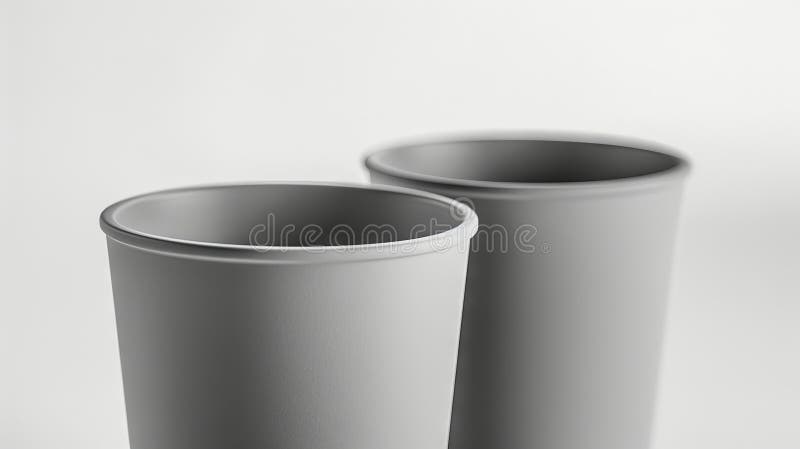Two Grey Cups on a White Surface Stock Image - Image of vase, paper ...