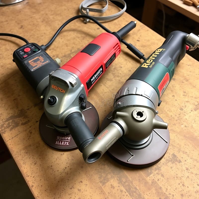 Two Grinding Tools Side by Side One Electric and One Manual Resting on ...
