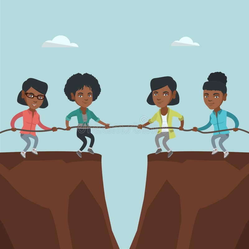 Two Groups of Business People Pulling Rope. Stock Vector - Illustration ...
