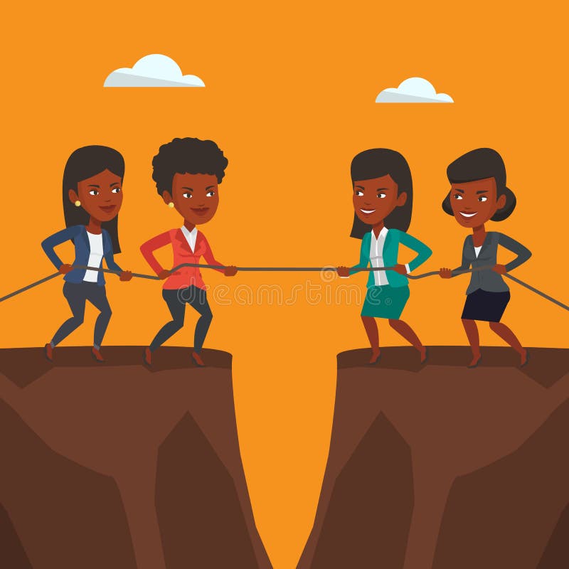 Two Groups of Business People Pulling Rope. Stock Vector - Illustration ...