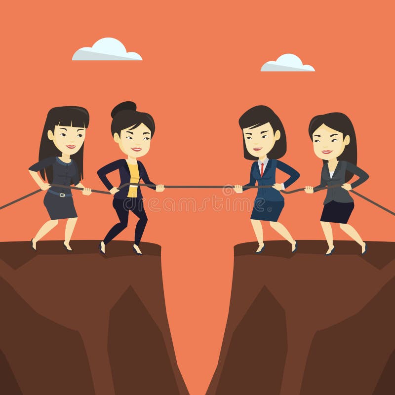 Two Groups of Business People Pulling Rope. Stock Vector - Illustration ...