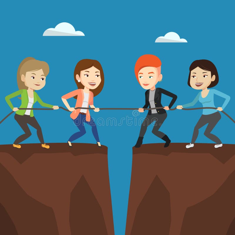 Two Groups of Business People Pulling Rope. Stock Vector - Illustration ...