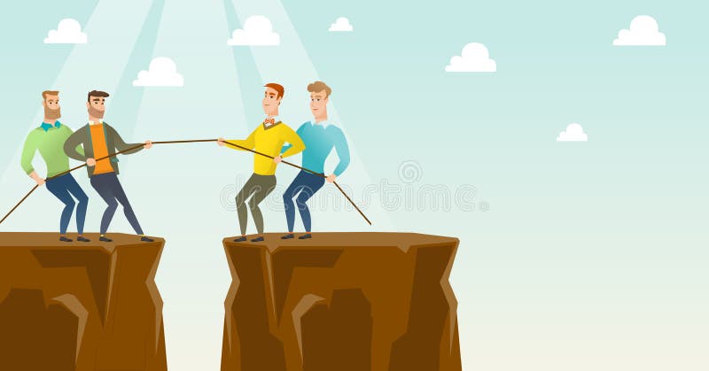 Two Groups of Business People Pulling Rope. Stock Vector - Illustration ...