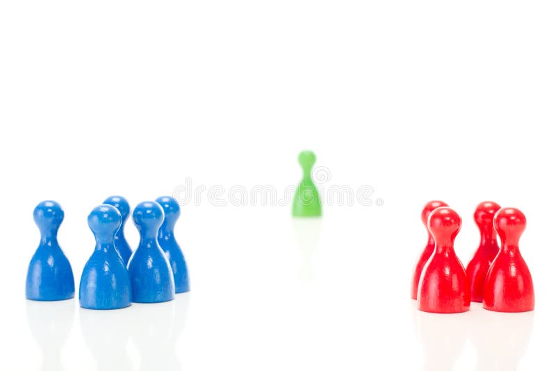 Two Groups of Meeples Against the Green One Stock Image - Image of ...