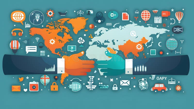 Two Groups of Multinational People Shaking Hands and Style of ...