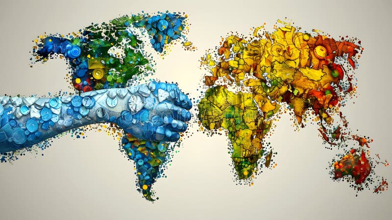 Two Groups of Multinational People Shaking Hands and Style of ...