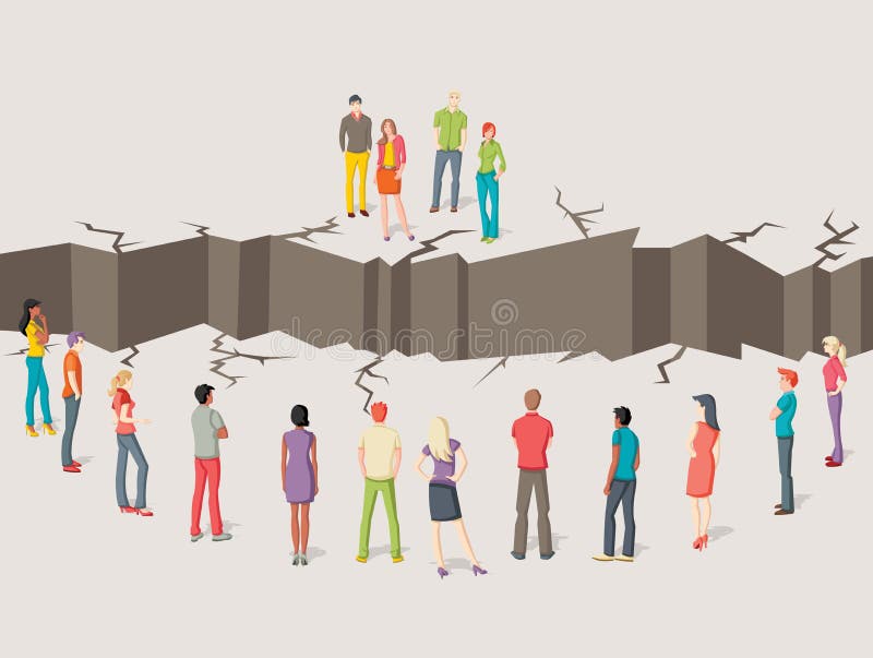 Two Groups of People Separated Stock Vector - Illustration of crevice ...