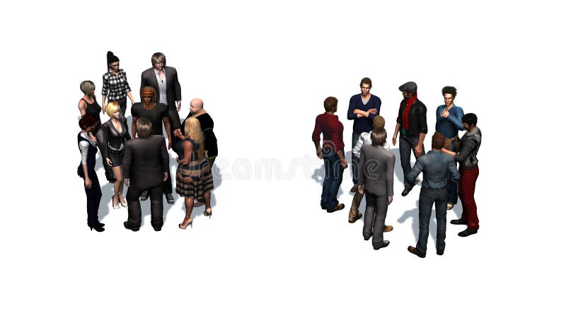 Two Groups of People on White Background Stock Illustration ...
