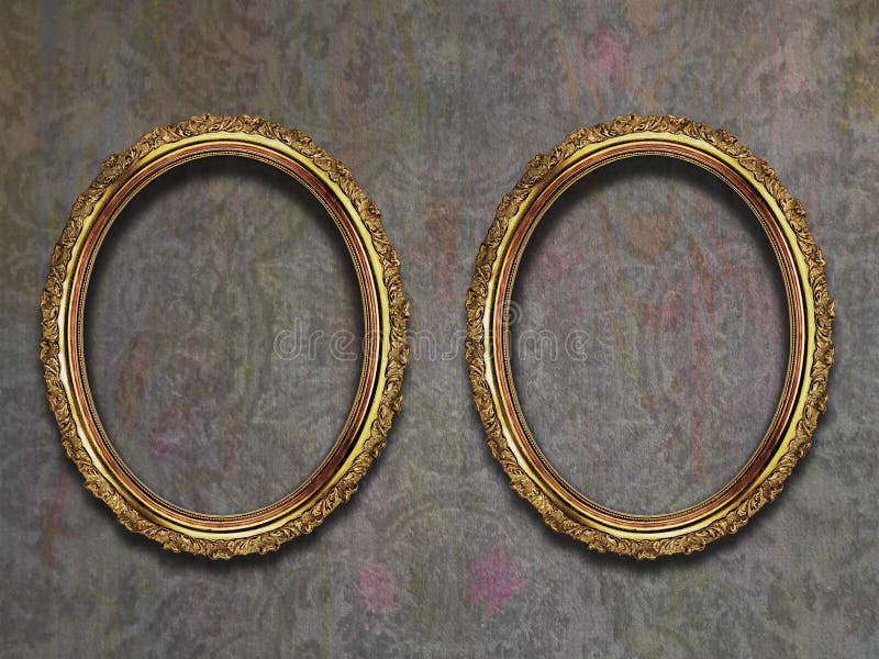 Two Guilded Frames on Old Wallpaper Stock Photo - Image of frames ...