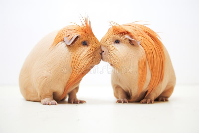 Two Guinea Pigs Facing Each Other, Both Squeaking Stock Photo - Image ...