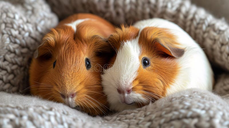 Two Guinea Pigs are Laying on a Blanket Together, AI Stock Image ...