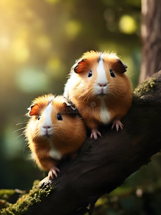 Two guinea pigs in nature stock illustration. Illustration of ...