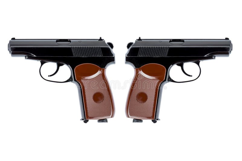 Two Pistols Symmetrically Directed Down the Trunks Stock Photo - Image ...