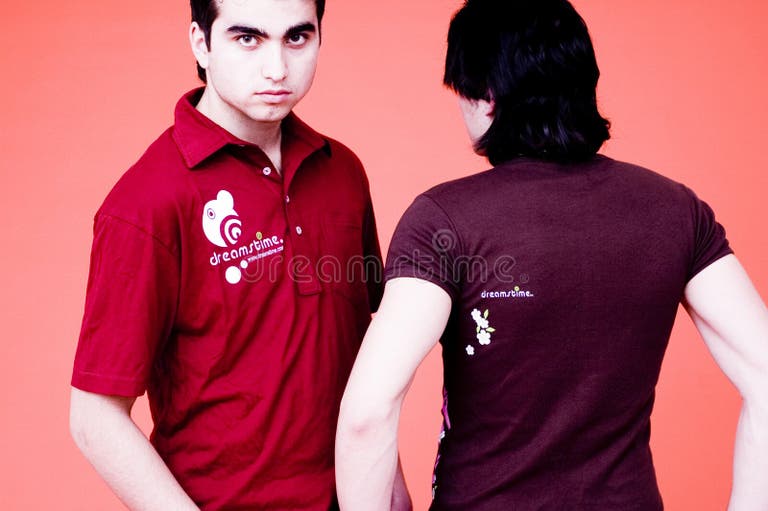 Two Guys-Dreamstime Shirts stock photo. Image of maroon - 1958120