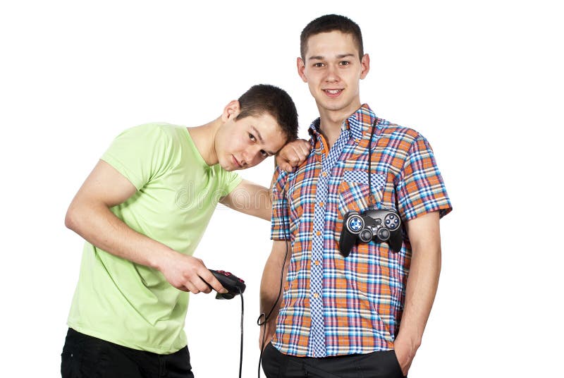 Two Guys are Playing Computer Games Stock Photo - Image of play ...