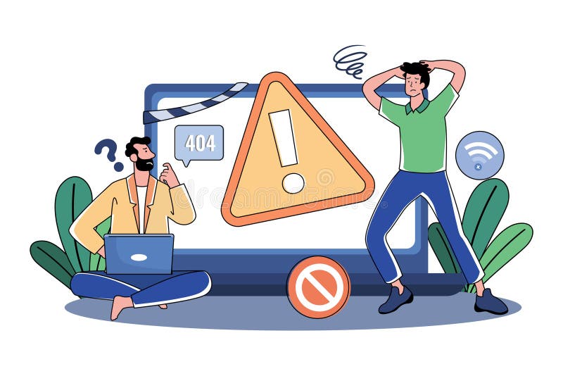Two Guys Ran into a Warning Error Stock Vector - Illustration of ...