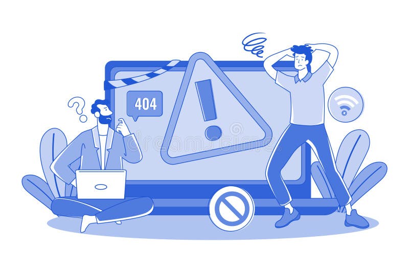 Two Guys Ran into a Warning Error Stock Vector - Illustration of ...