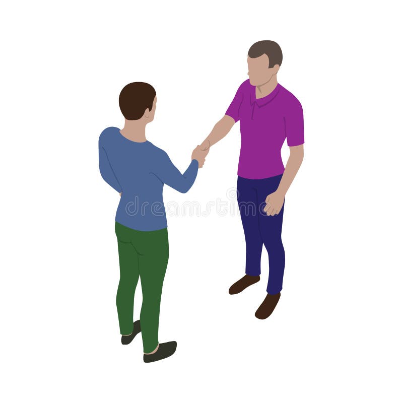 Two Guys Shake Hands. Business Partners Handshake Scene in Isometric ...