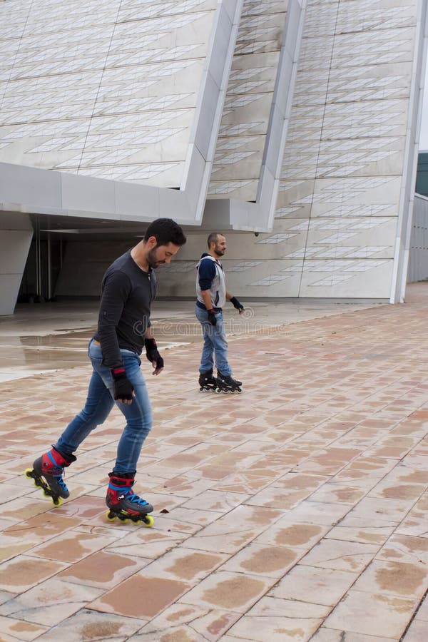Two Guys Skating in-line in the Street Stock Image - Image of spain ...