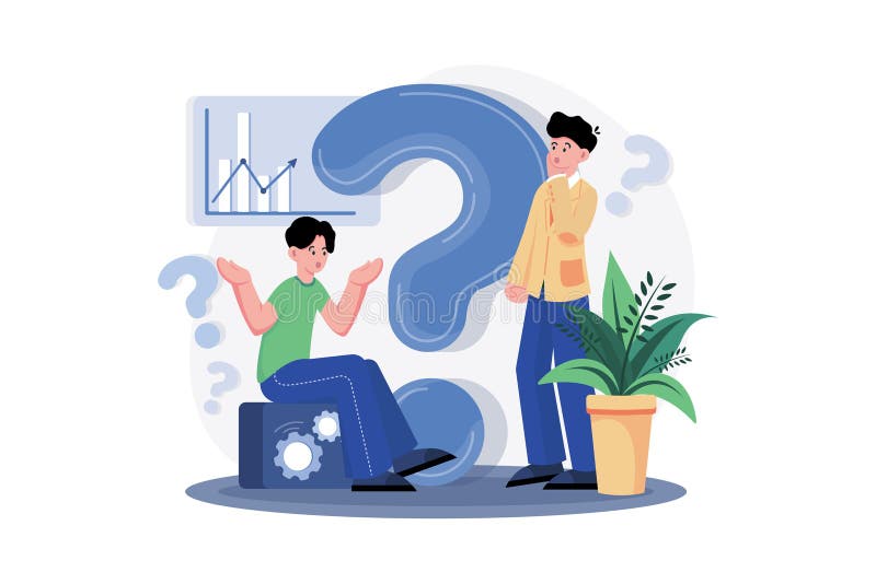 Two Guys Think about a Question Stock Vector - Illustration of ...