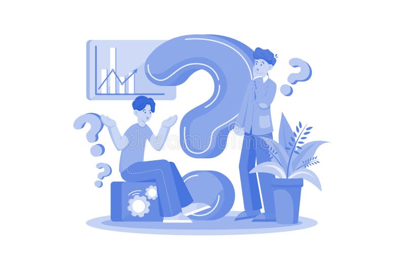 Two Guys Think about a Question Stock Vector - Illustration of analysis ...