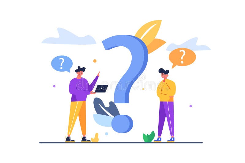 Two Guys Think about a Question and Try To Answer it Stock Vector ...