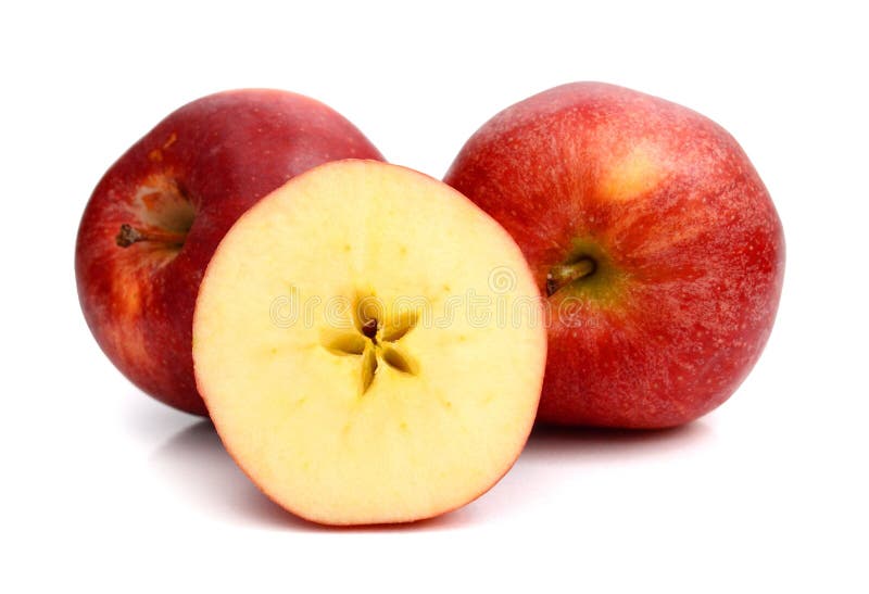 Two Half Apples Sliced on White Background Stock Photo - Image of meat ...