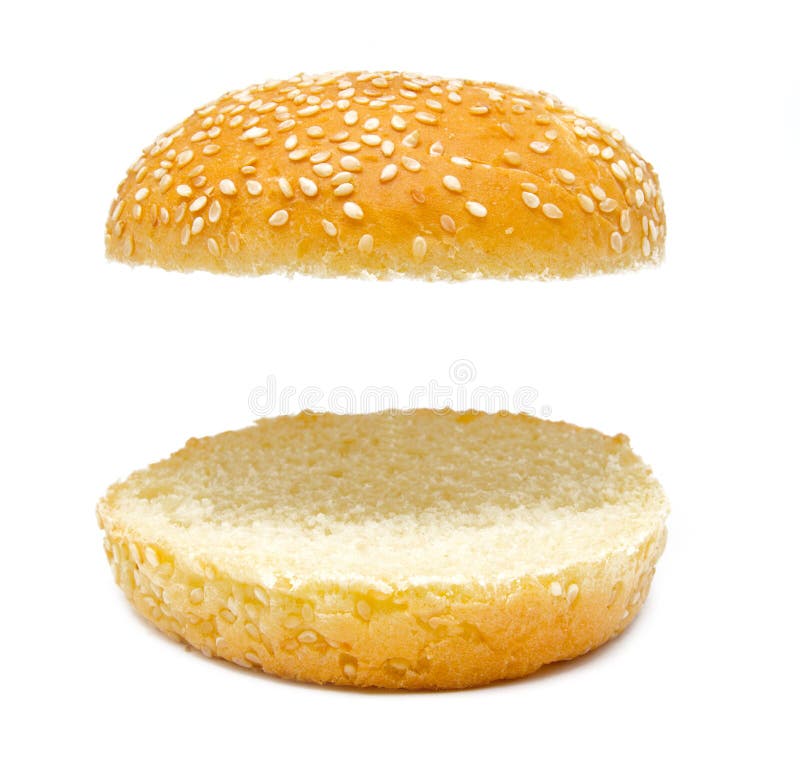 Burger Bread Isolated on White Background Stock Image - Image of studio ...