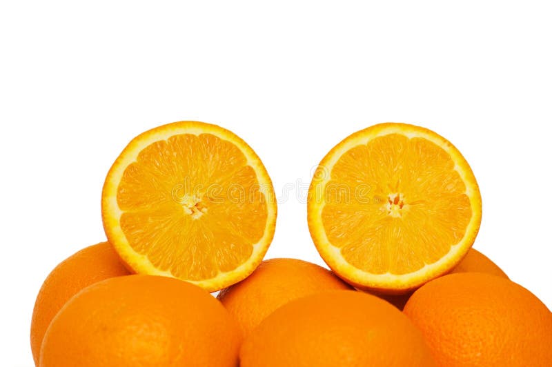 Two Half Cut Oranges Isolated Stock Image - Image of ripe, fruit: 6032703