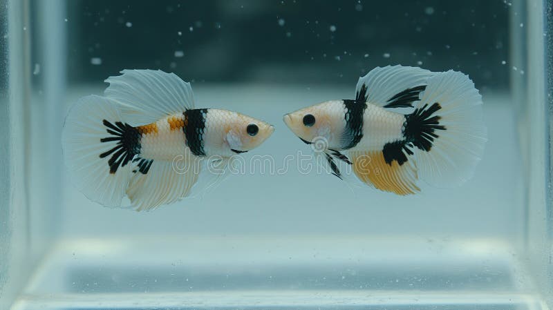 Two Halfmoon Betta Fish Facing, Aquarium, Bubbles, Studio Stock Photo ...