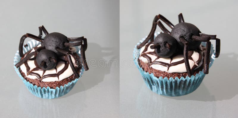 Two Halloween Spider Muffins Stock Photo - Image of blue, calories ...