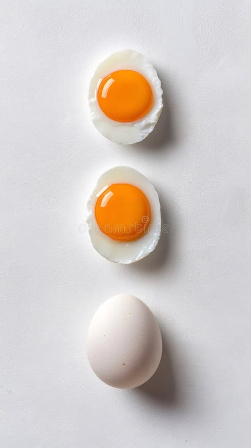 Two Halved Boiled Eggs and One Whole Egg Creating a Vertical ...