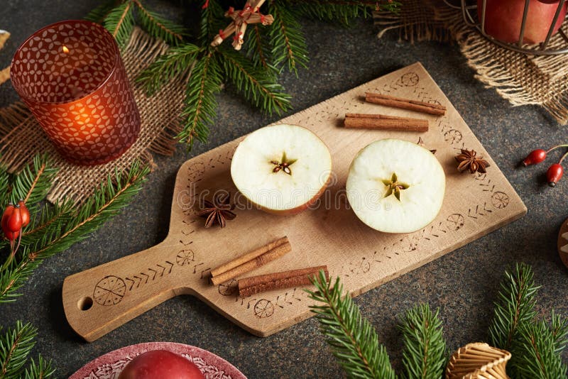 Two Halves of an Apple with a Star in the Middle - Christmas Symbol ...