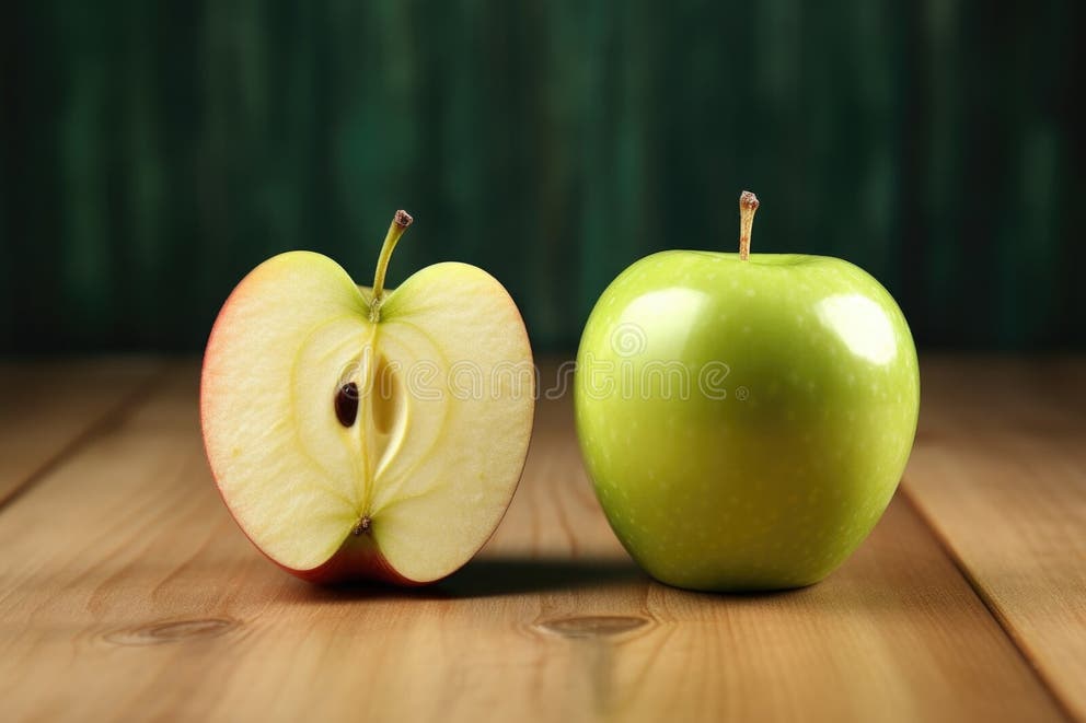 Two Halves of an Apple on a Table Stock Image - Image of halves, table ...
