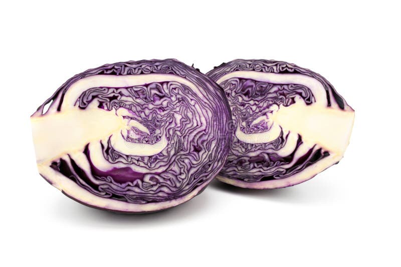 The Two Halves of the Blue Cabbage on a White Stock Photo - Image of ...