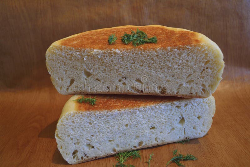 The two halves of bread stock photo. Image of flour, round - 69087616