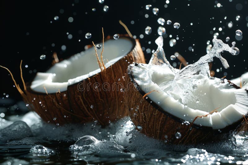 Coconut Splash: a Refreshing Tropical Moment Stock Illustration ...