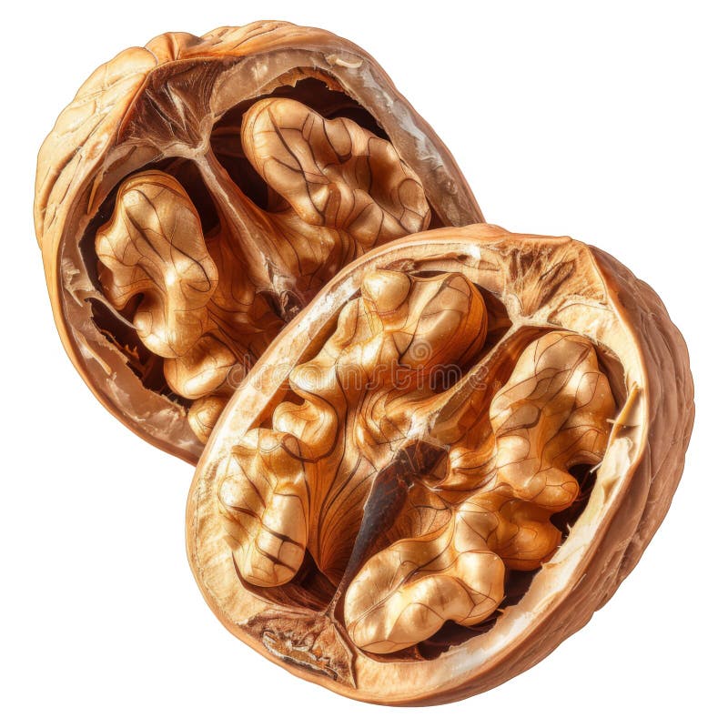 Two Halves of a Cracked Walnut Shell Stock Photo - Image of ...