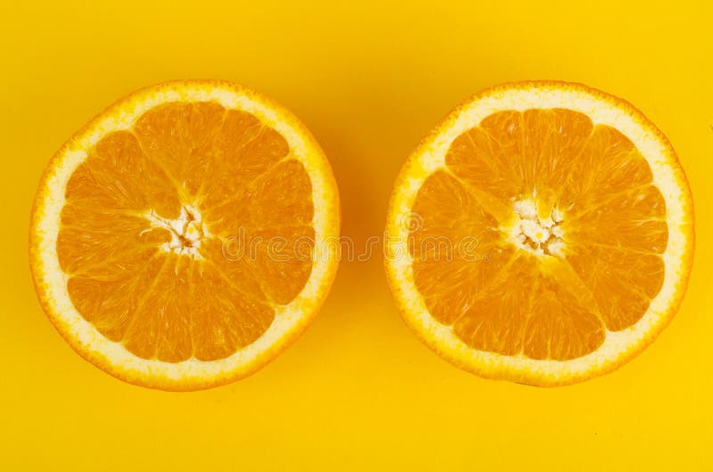 Two Halves of Cut Orange, Top View. Stock Photo - Image of pair, juicy ...