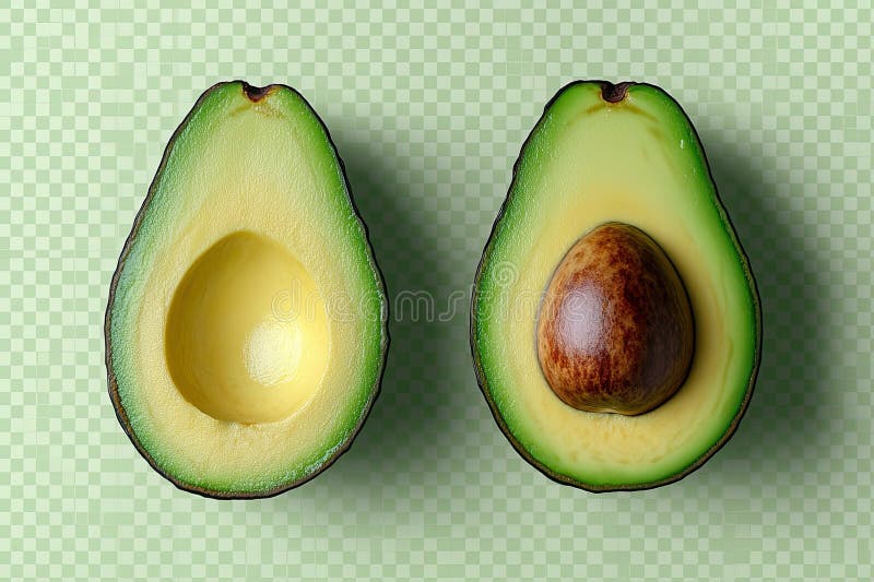 Two Halves of Fresh Green Avocado on Light Green Background Stock ...
