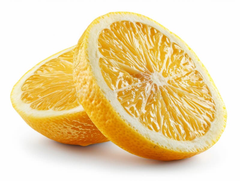 Two Halves of a Fresh Orange Being Cut in Half on a White Plate. Stock ...