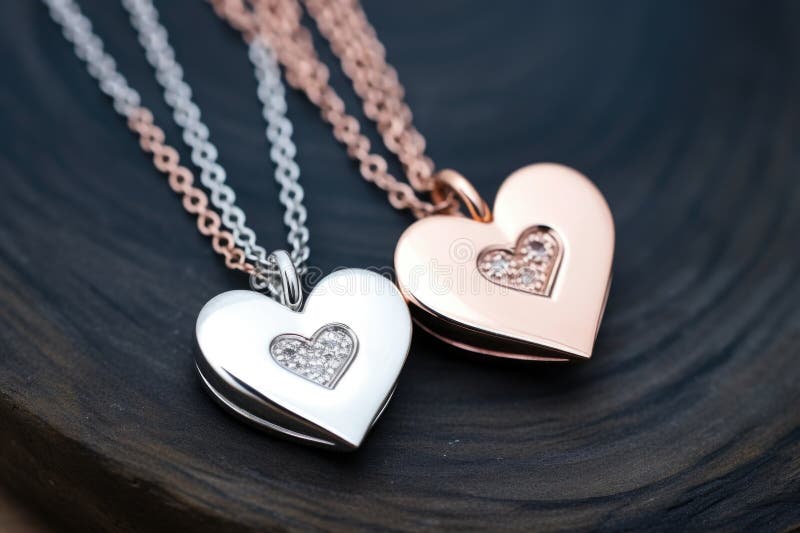 Two Halves of a Heart-shaped Pendant on a Chain Stock Image - Image of ...