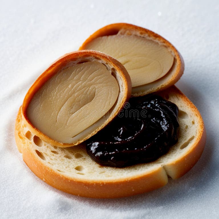 Two Halves of an Open-faced Sandwich Feature Bread with Jam and a Light ...