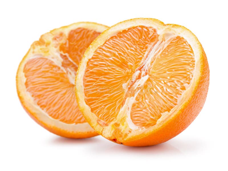 Two Halves of Orange Isolated on a White Background Stock Photo - Image ...