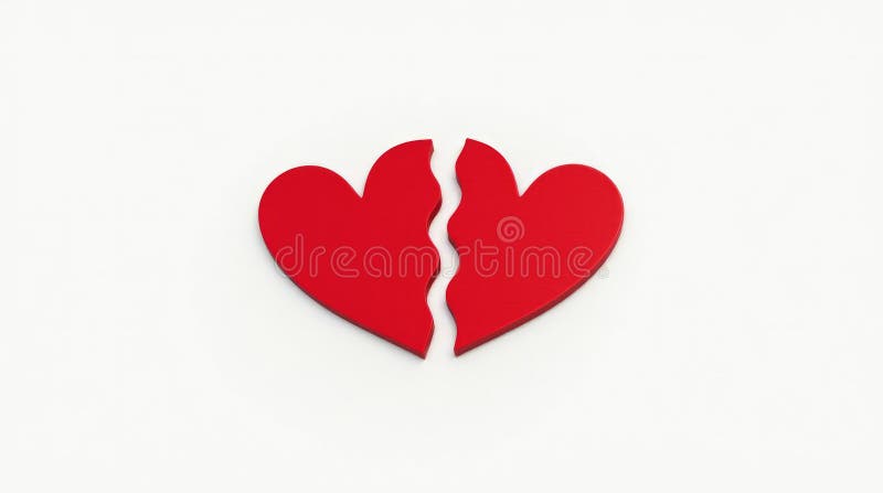 Two Halves of a Red Heart Placed Apart with a Small Gap, Creating a ...