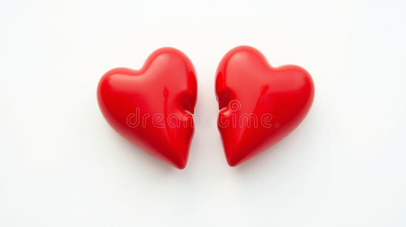 Two Halves of a Red Heart Placed Apart with a Small Gap, Creating a ...