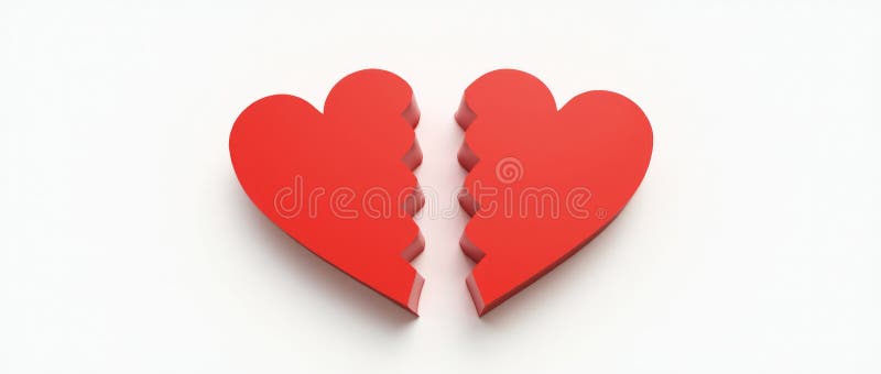 Two Halves of a Red Heart Placed Apart with a Small Gap, Creating a ...
