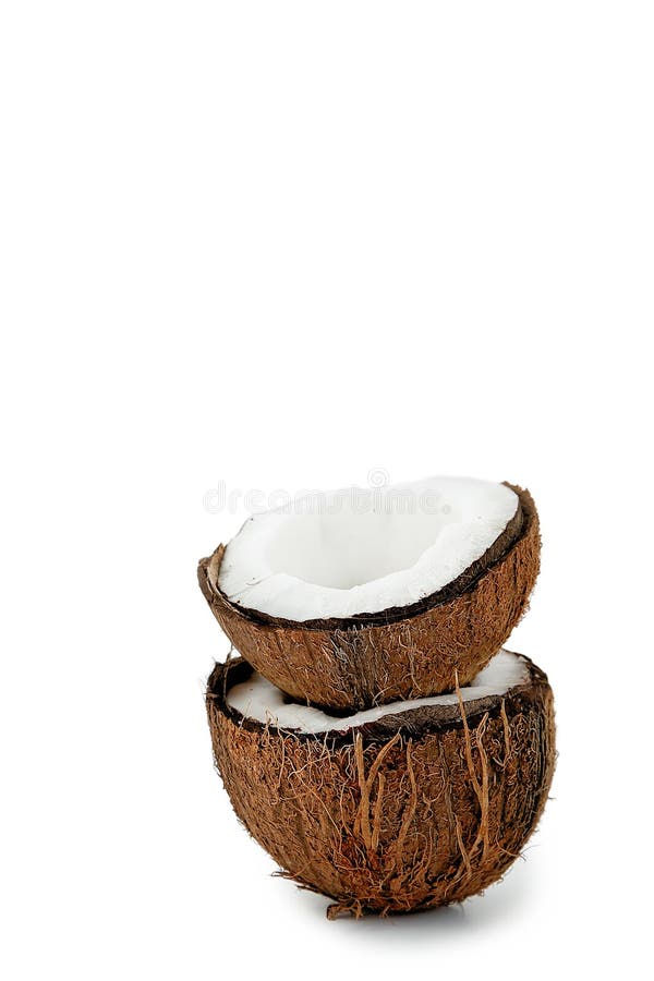Pattern with Two Halves of the Coconut Shell on White Background Stock ...