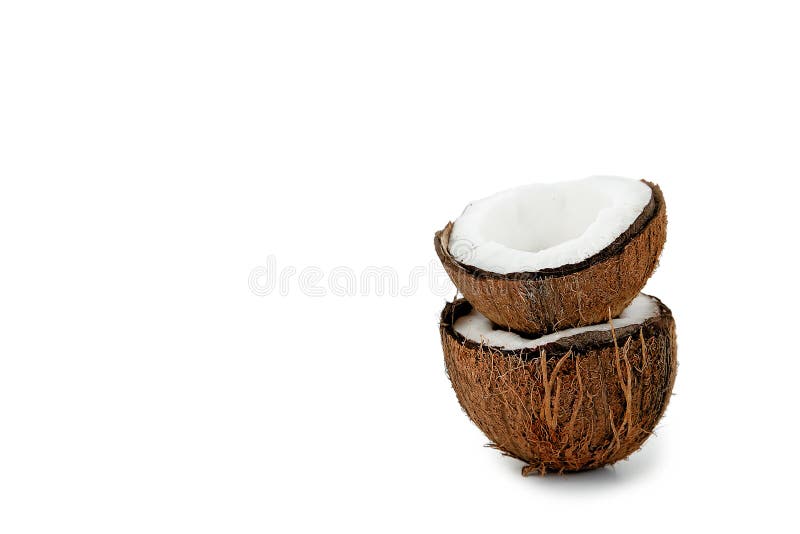 Pattern with Two Halves of the Coconut Shell on White Background Stock ...